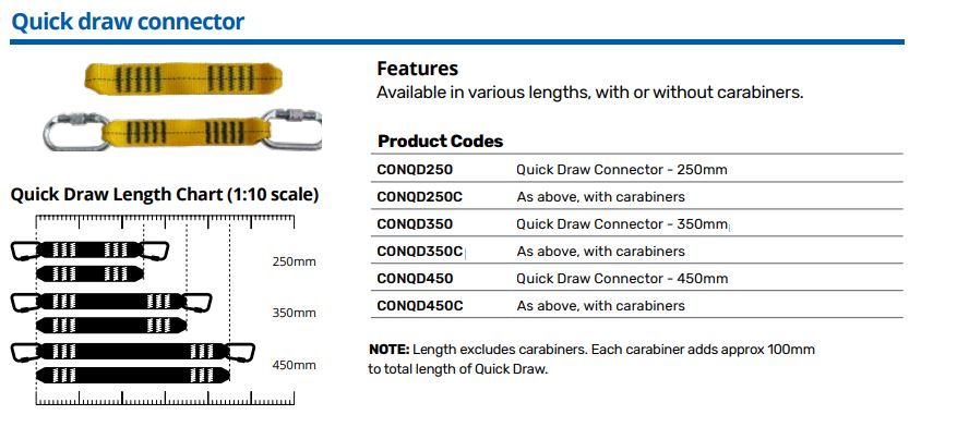 Amtech Medical - Quick Draw Connector 350mm With 2 Carabiners - (CONQD350C)