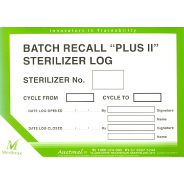 Meditrax Tracking System Batch Recall Plus II Log Book MHBRII Each ...
