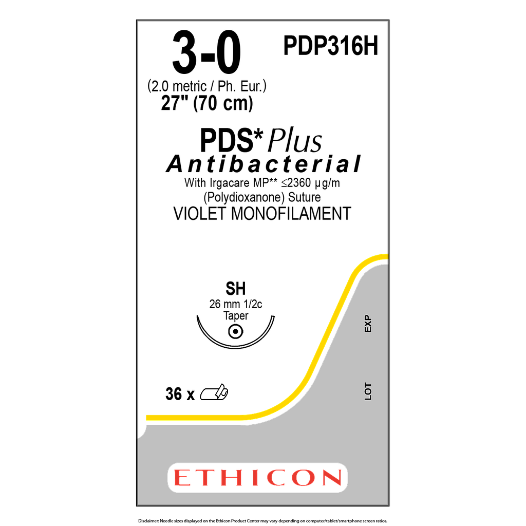 Amtech Medical - Ethicon PDS Plus 3-0 SH (26mm) Violet 70cm Suture Box ...